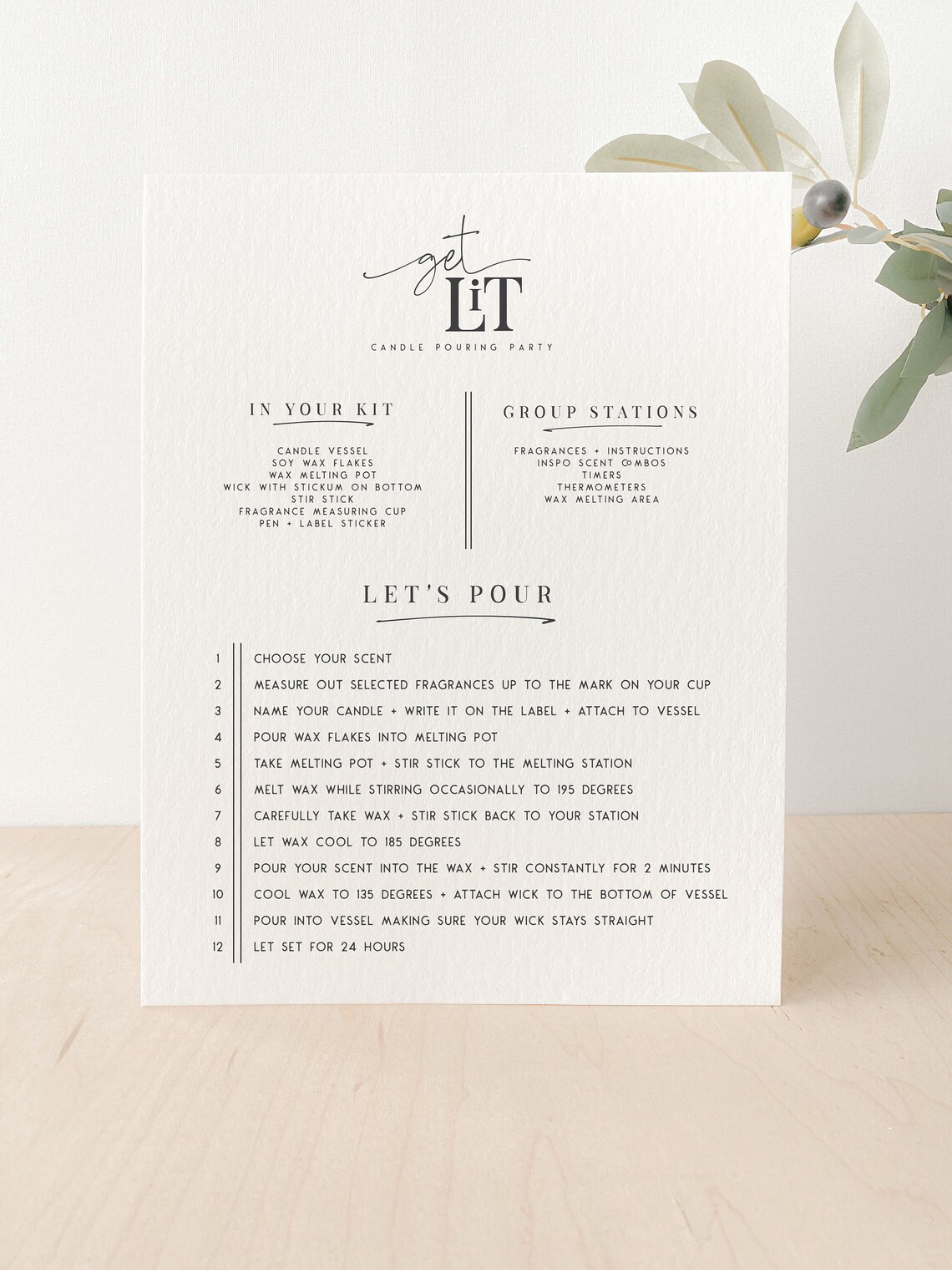 Candle Pouring Instructions Printable Minimalist Style for Candlemakers ...
