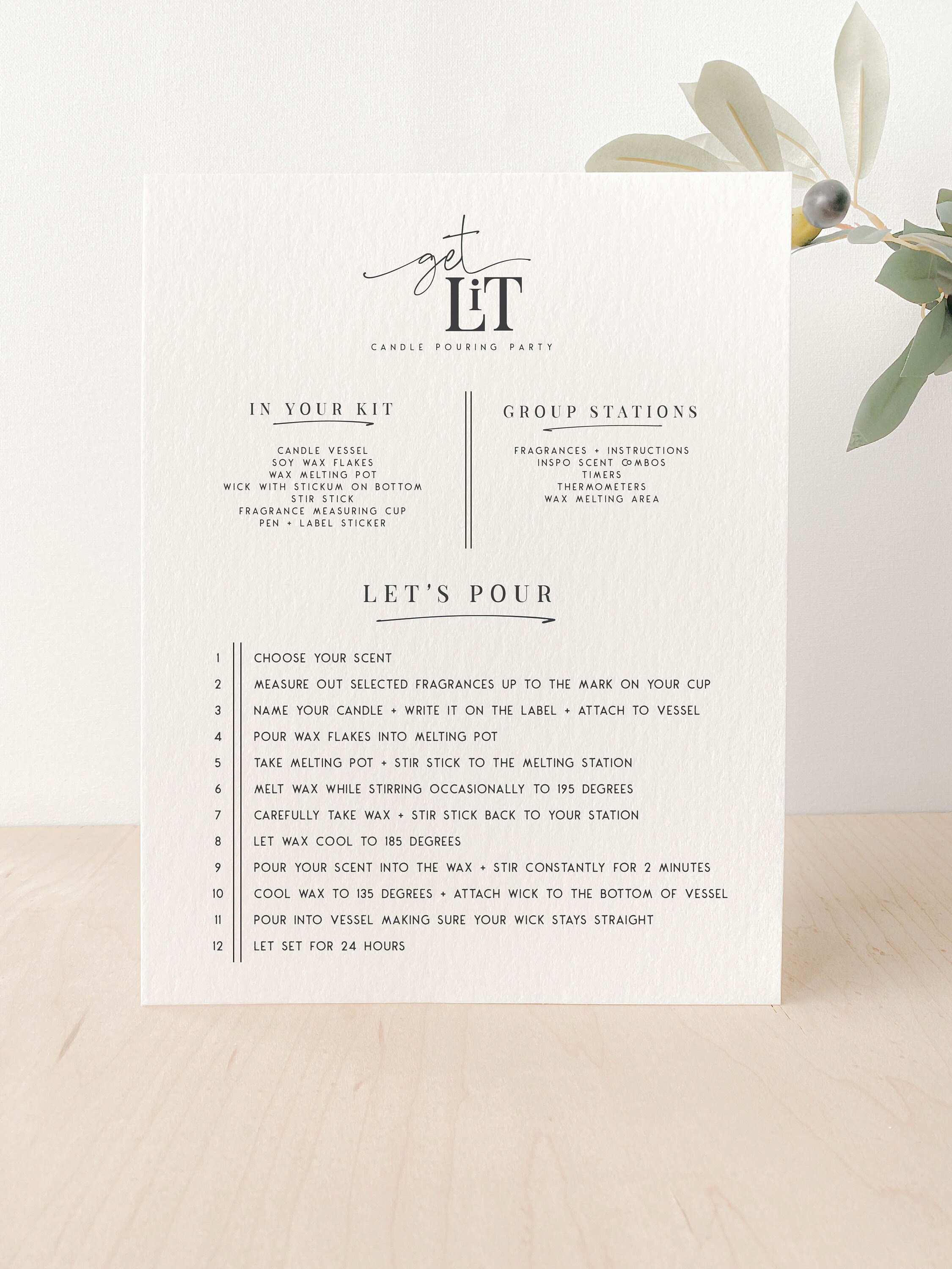 Candle Pouring Instructions Printable Minimalist Style for Candlemakers ...