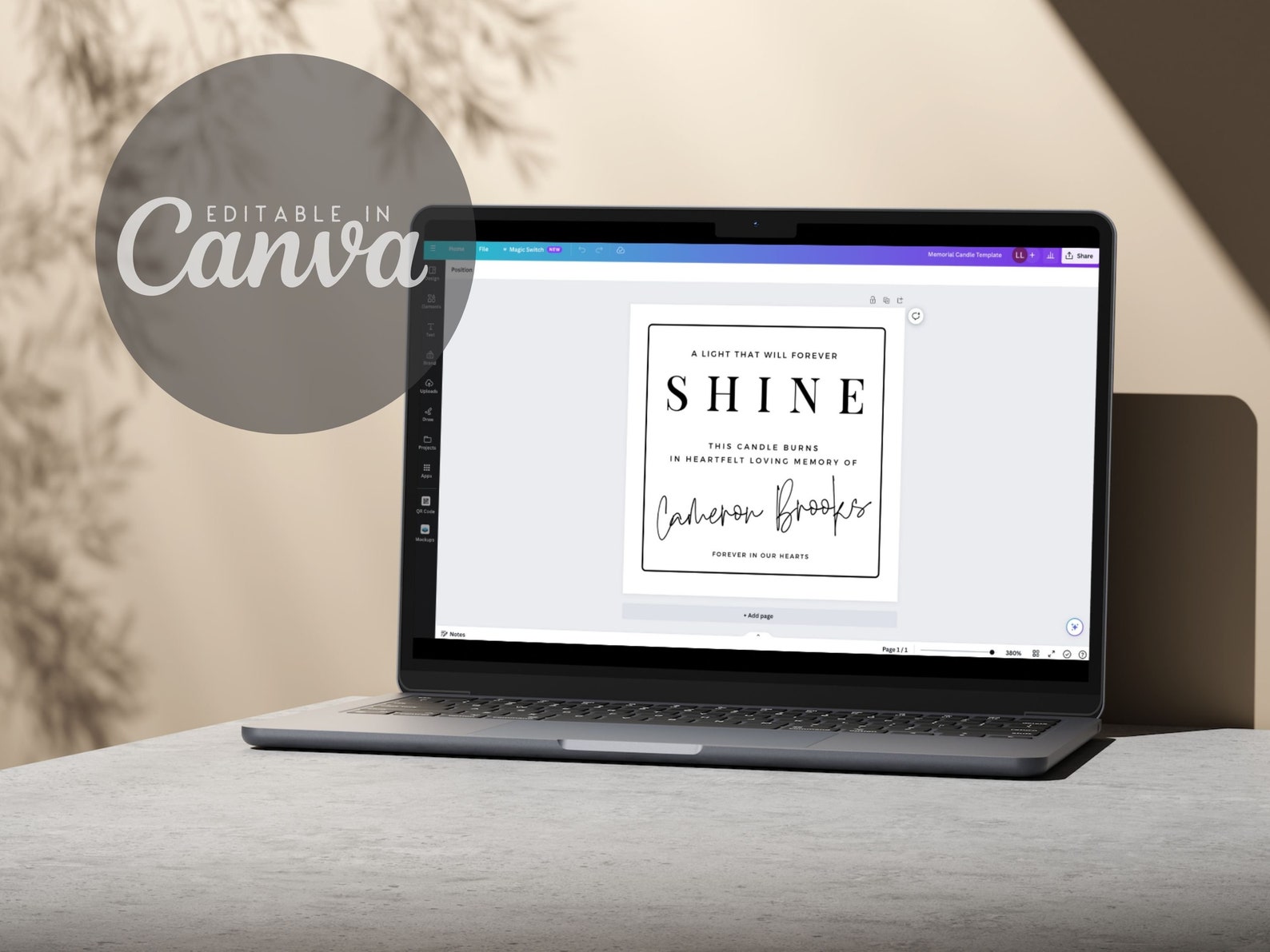 Personalized Memorial Candle Label for Weddings, Funerals, Memorials ...