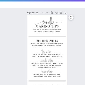 Candle Making Tips Printable | Minimalist Style for DIY Candle Making ...
