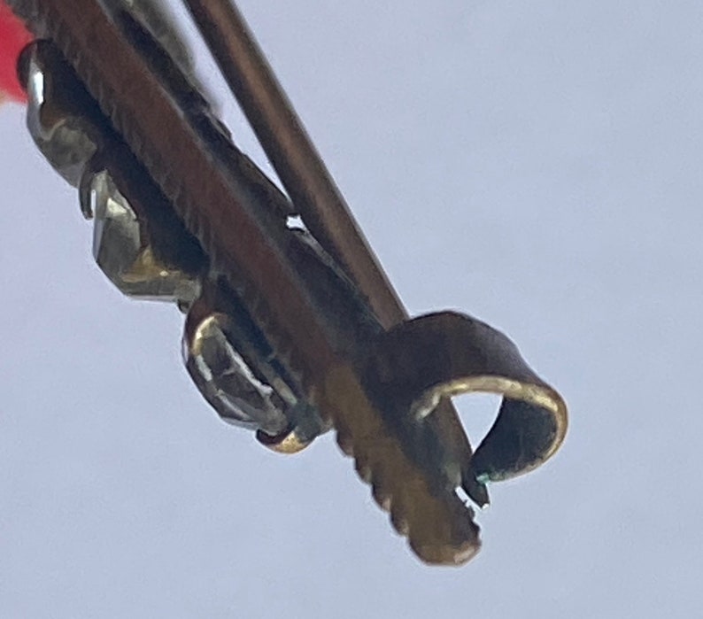 Vintage C-clasp Art Deco Style Brass and Rhinestone Brooch - Etsy