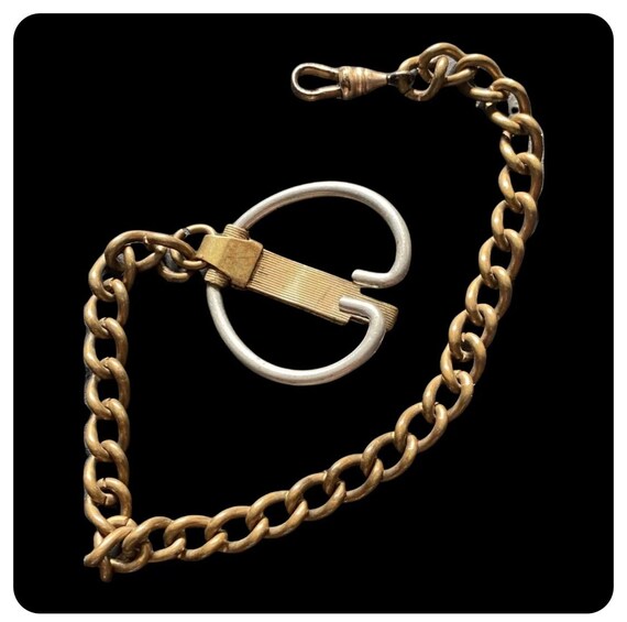 Antique BOB & Co Brass Silver Watch Fob Chain Locket … - Gem