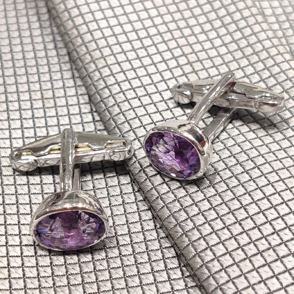 Amethyst Cufflinks - Etsy