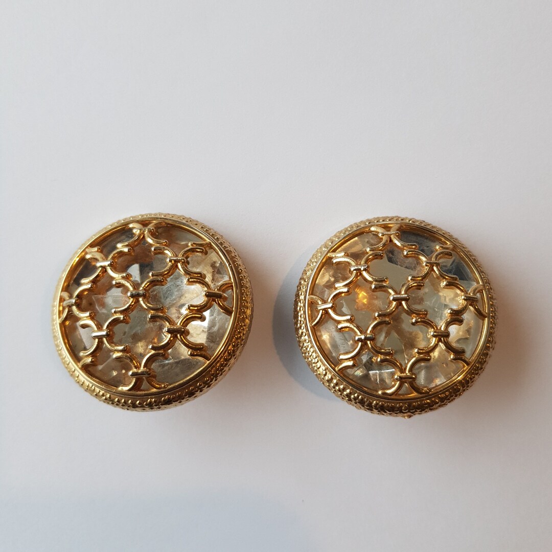 Vintage Golden Clip-on Earrings - Etsy