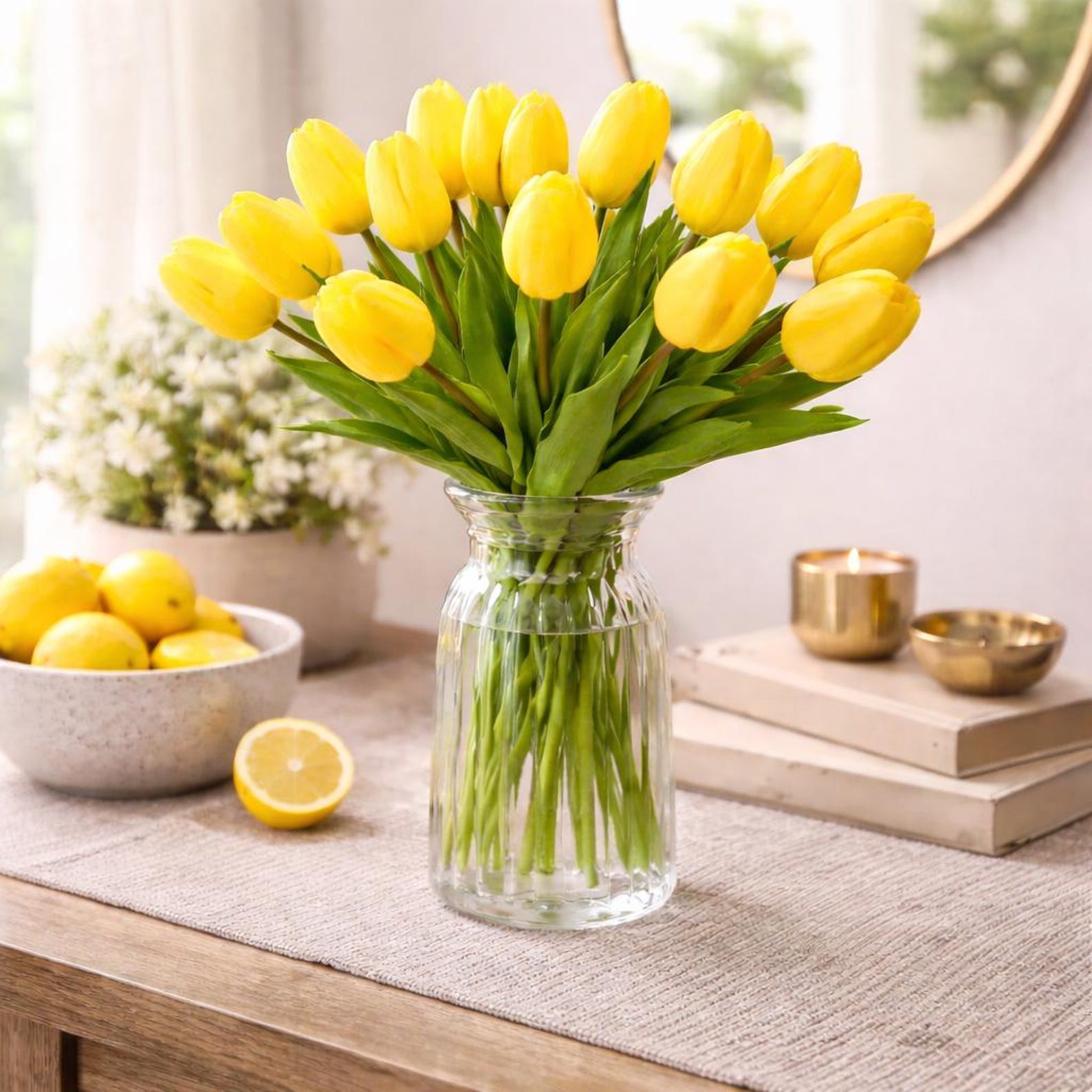 Real Touch Tulip Flowers, Set of 10 Stems, Lifelike Faux Tulips for ...