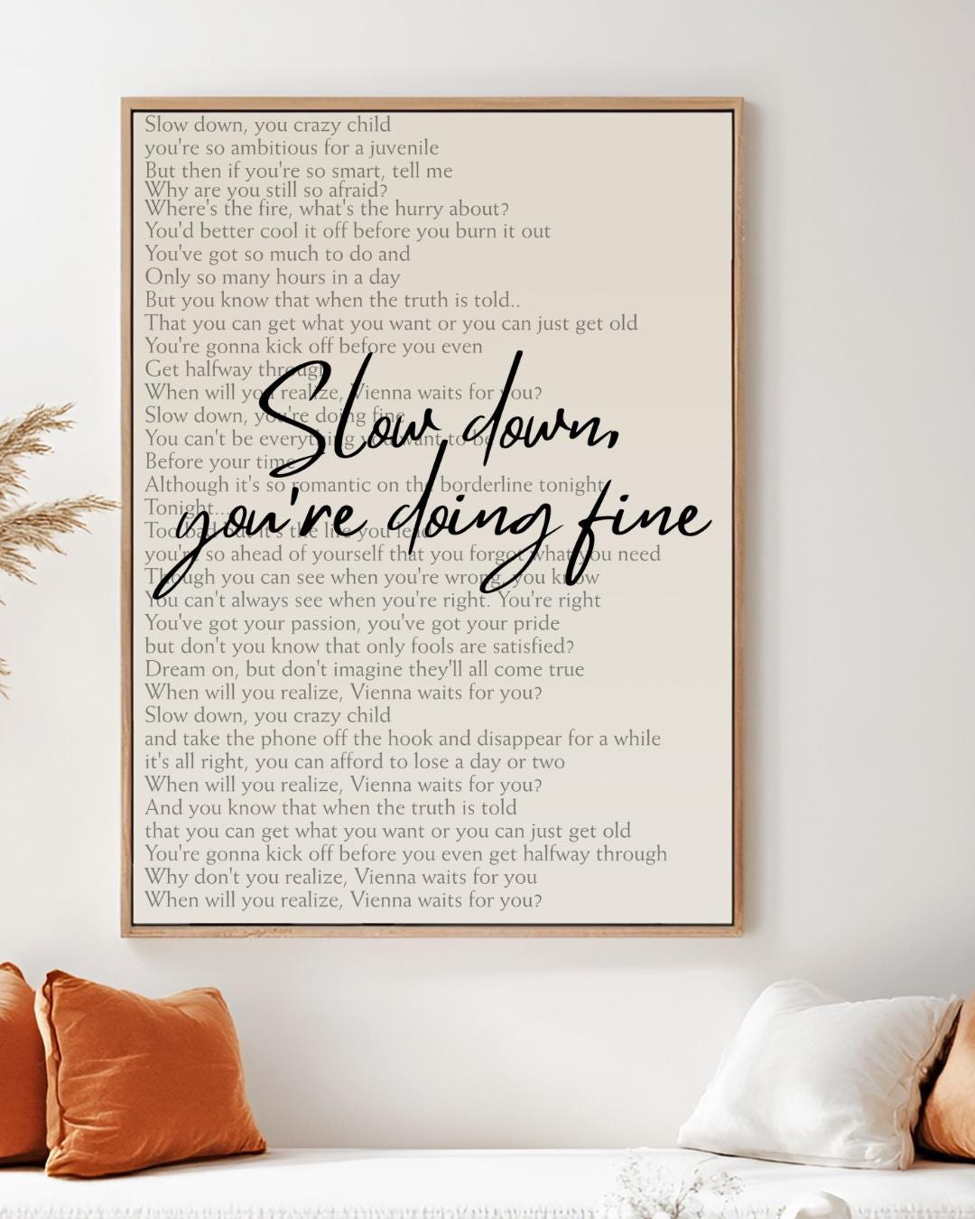Vienna Lyrics Poster | Slow Down You're Doing Fine | Vienna Wall Art ...