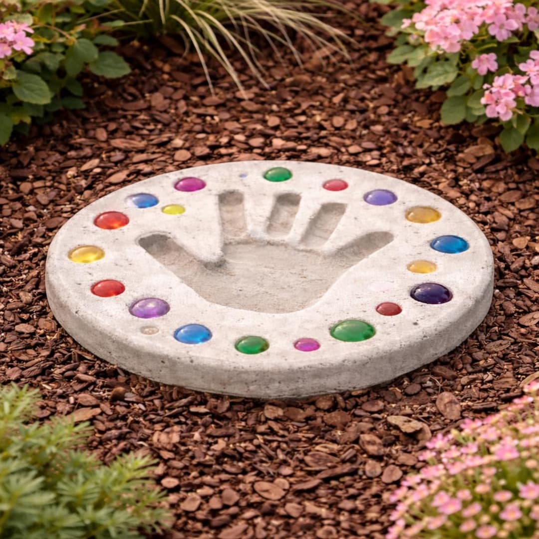 DIY Garden Stepping Stone Kit for Kids – Handprint Cement Craft ...