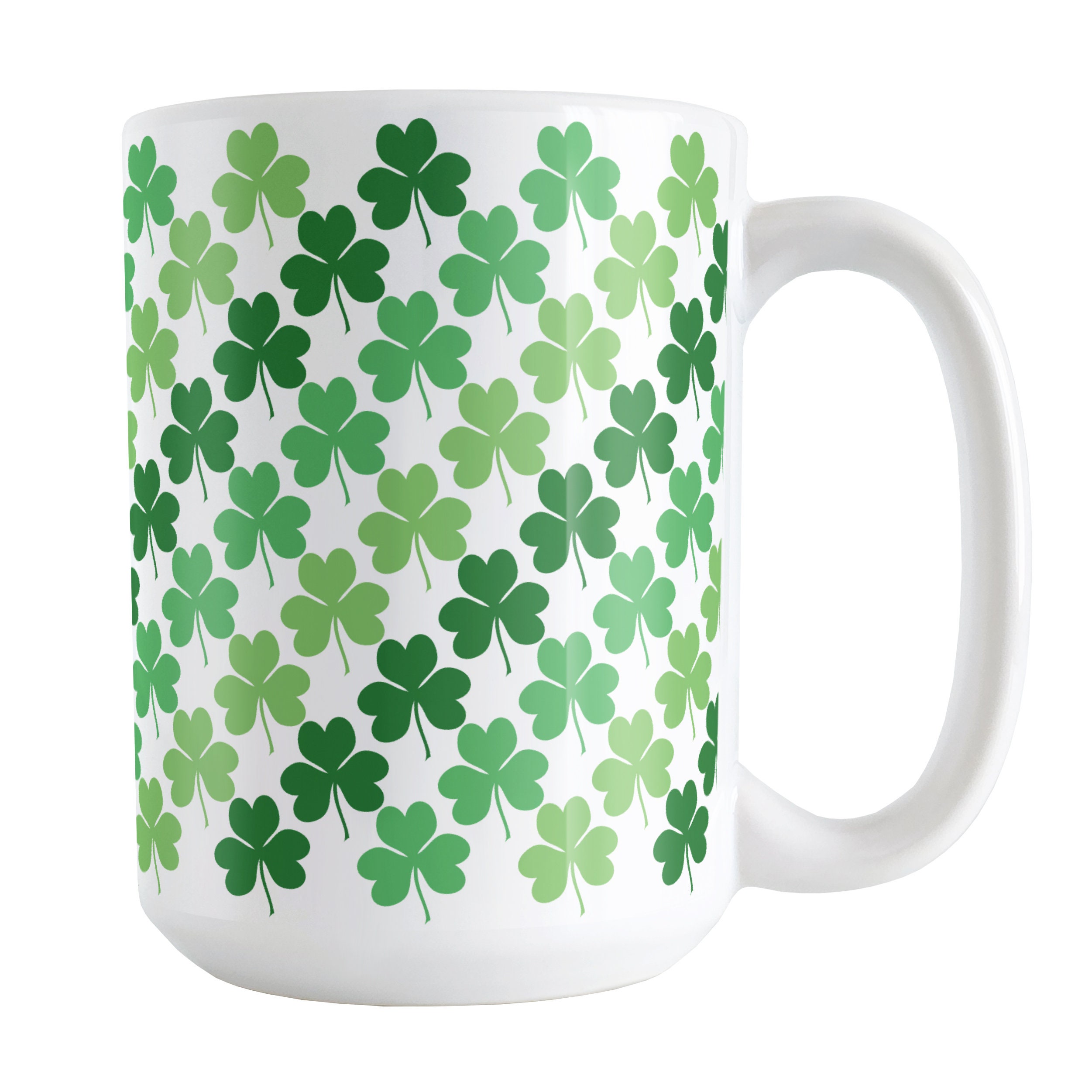 Green Clovers Mug Cute Pattern With Shamrocks St | Etsy
