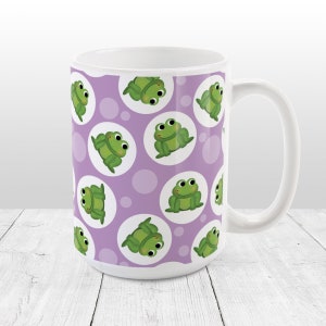 Cute Frog Mug, Purple Green Pattern, Frog Gift 11oz or 15oz Ceramic ...