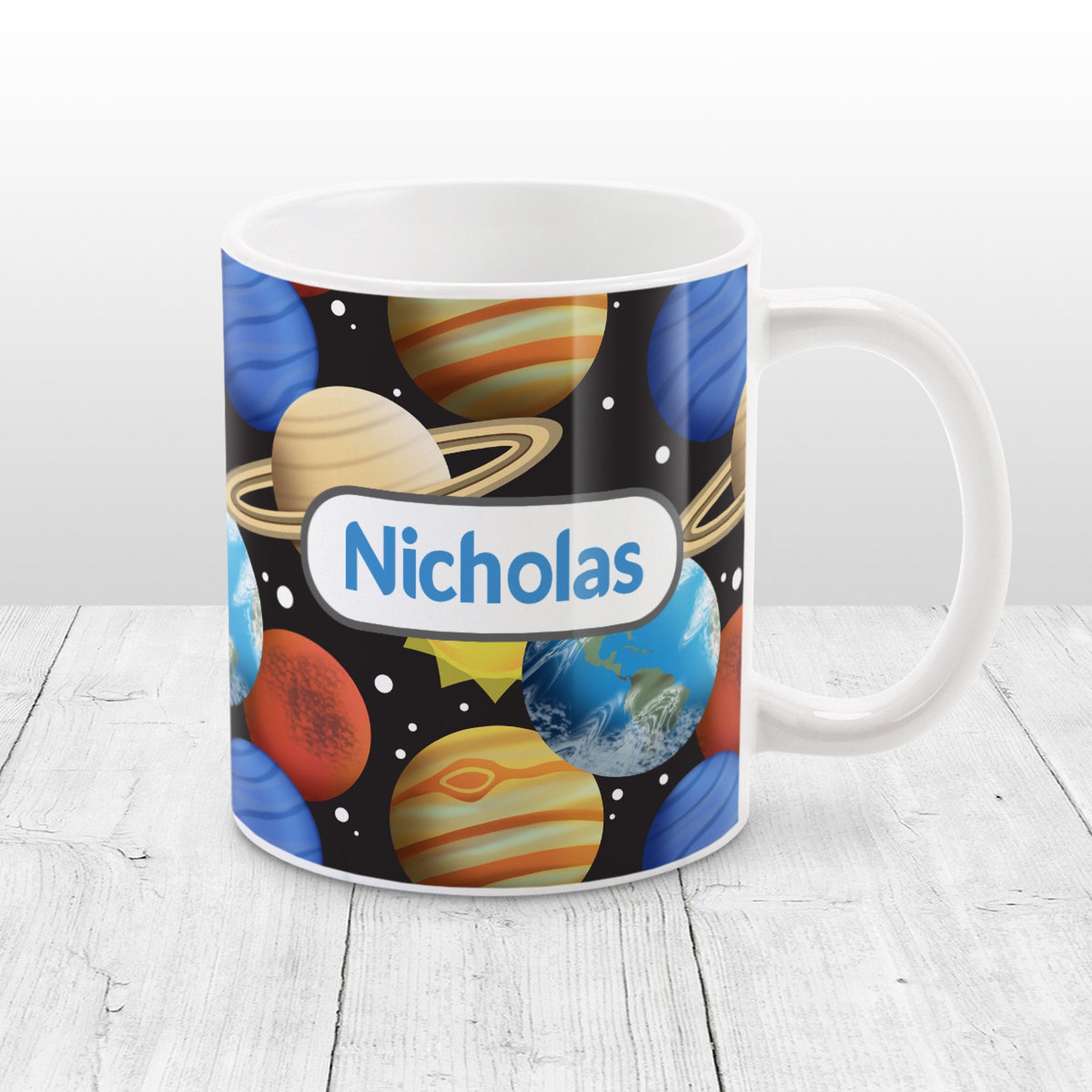 Personalized Space Planets Mug Pattern With Planets Sun and - Etsy