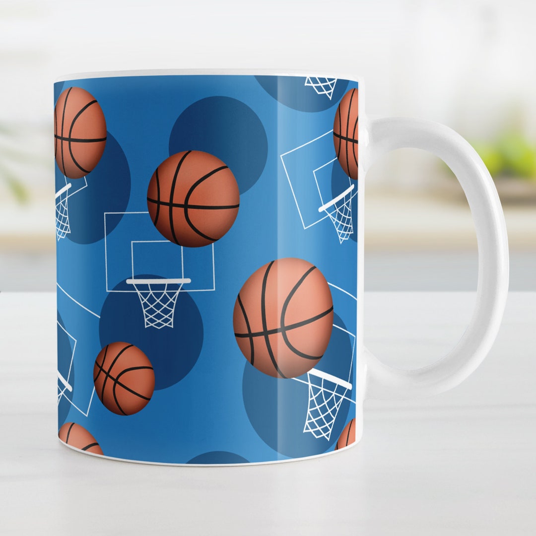 Blue Basketball Mug, sports coffee cup, basketball gift 11oz or 15oz ...