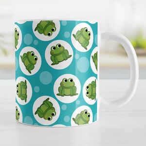 Cute Frog Mug, Turquoise Green Pattern, Frog Gift, 11oz or 15oz Ceramic ...