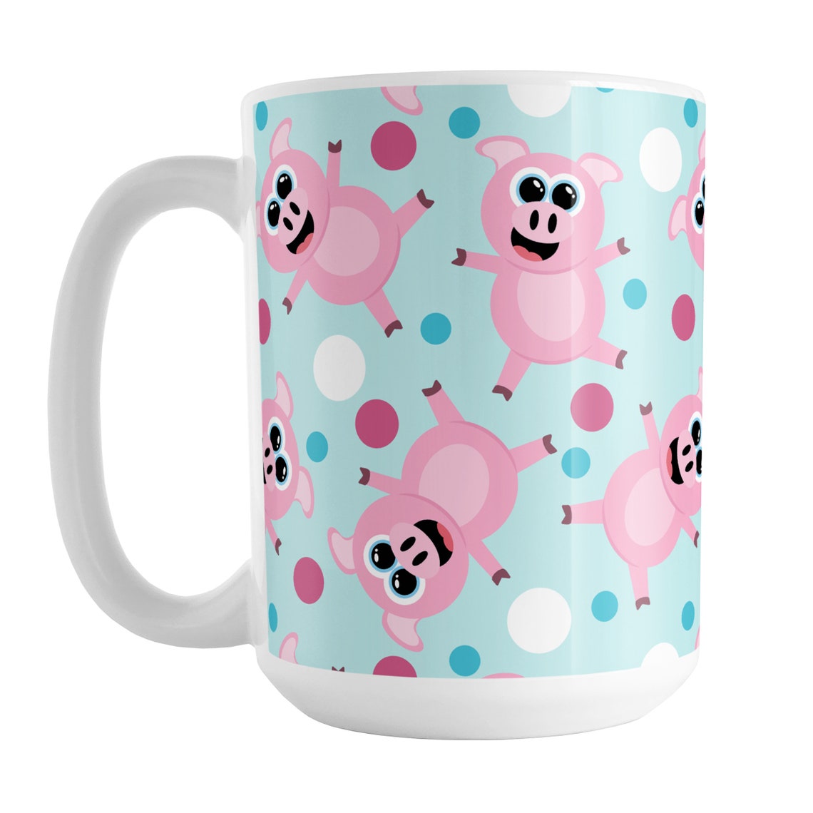 Pig Mug Cute Cartoon Pig Pattern Pink and Blue 11oz or 15oz - Etsy