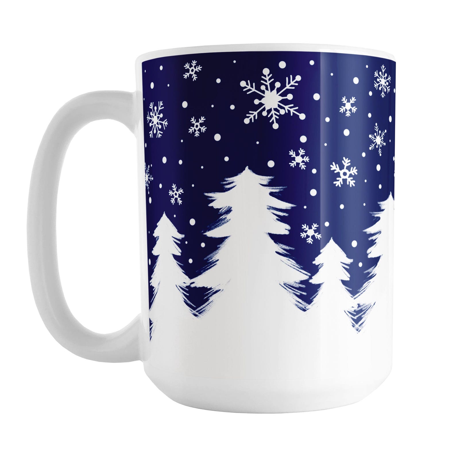 Winter Snow Mug, Cozy Pine Tree With Snowflakes Scene Gift, Ceramic ...