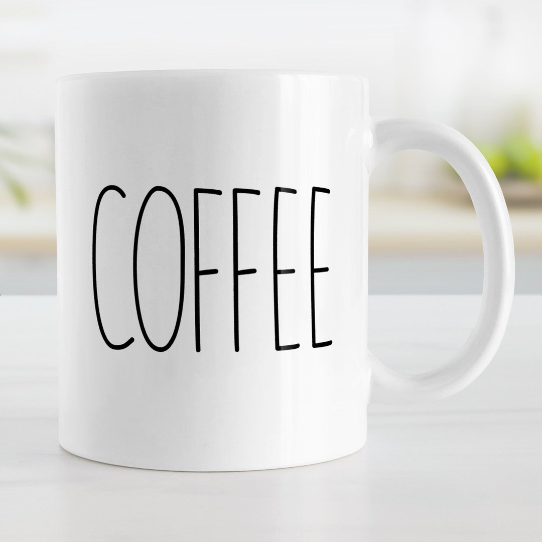 Coffee Coffee Mug, Minimalist Word Design - 11oz or 15oz Ceramic Coffee ...