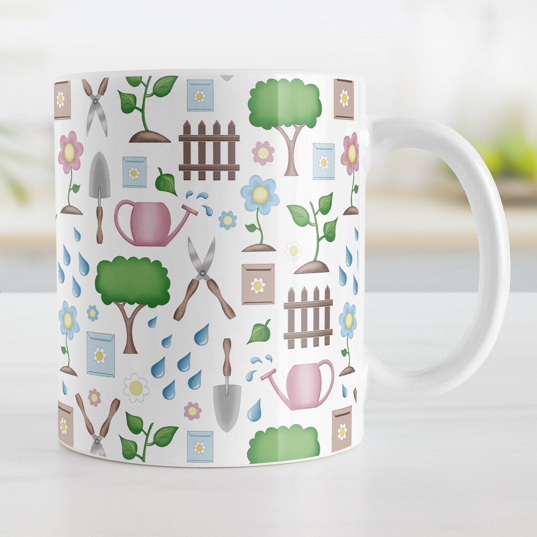 Spring Gardening Pattern Mug, Gardening Coffee Cup, Gardener Gift ...