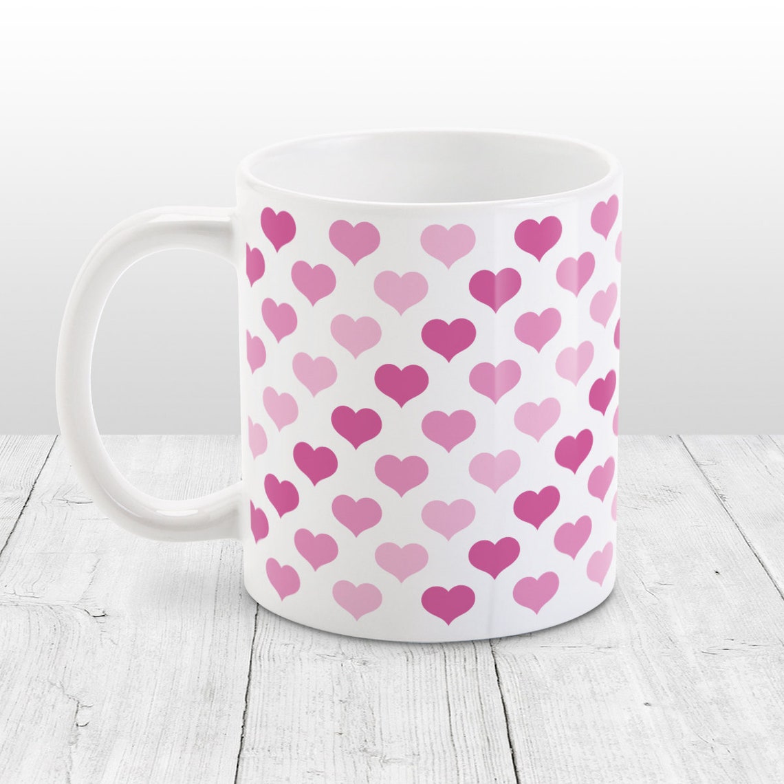 Pink Hearts Mug Cute Pattern With Pink Hearts - Etsy