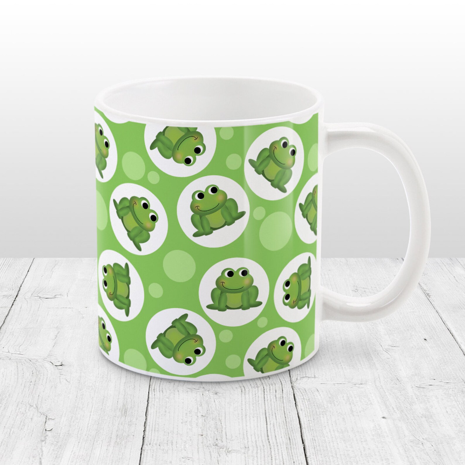 Green Frog Mug Cute Frog Pattern Over Green 11oz or 15oz - Etsy