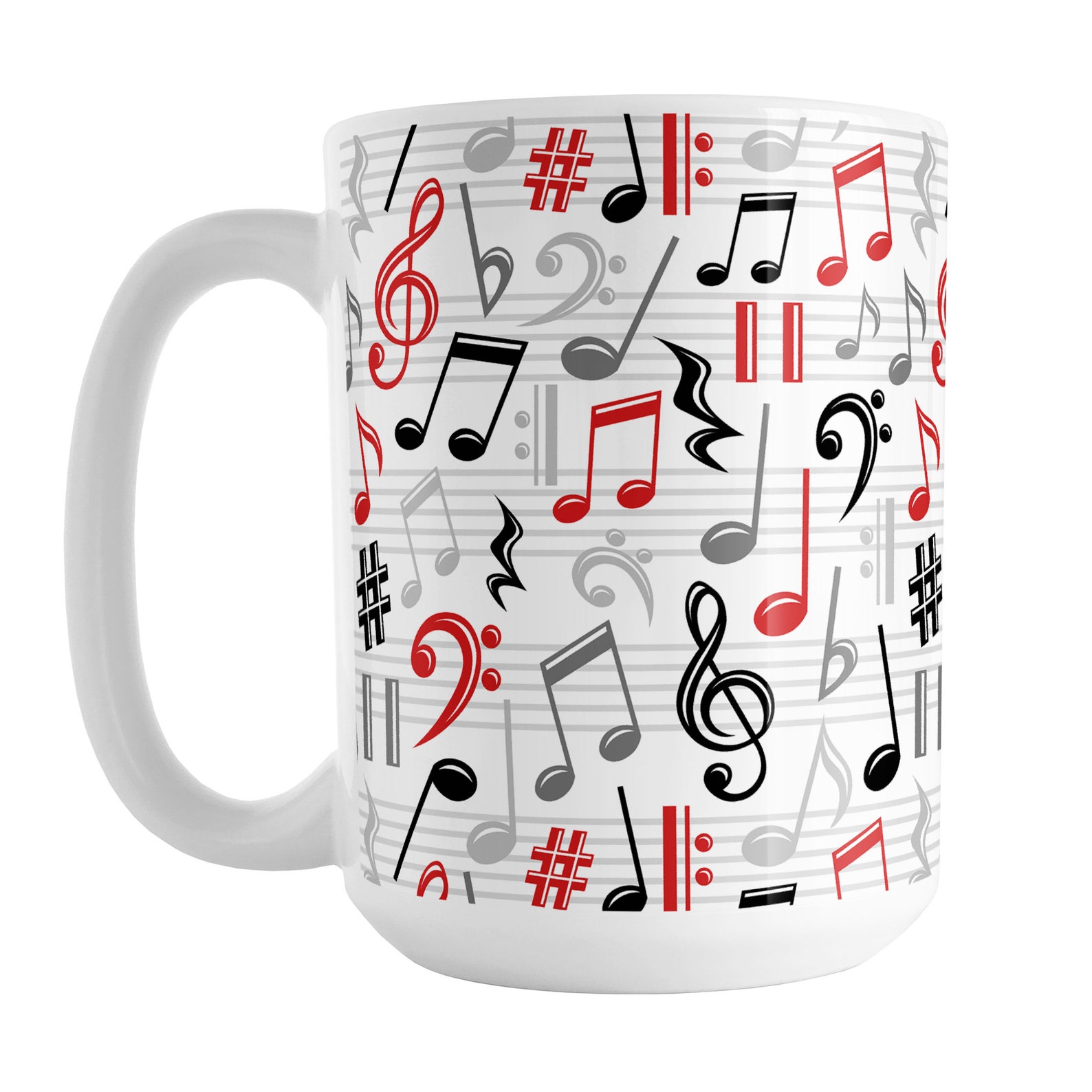 Red Music Notes Mug, Musical Gift for Musicians Music Teachers and ...
