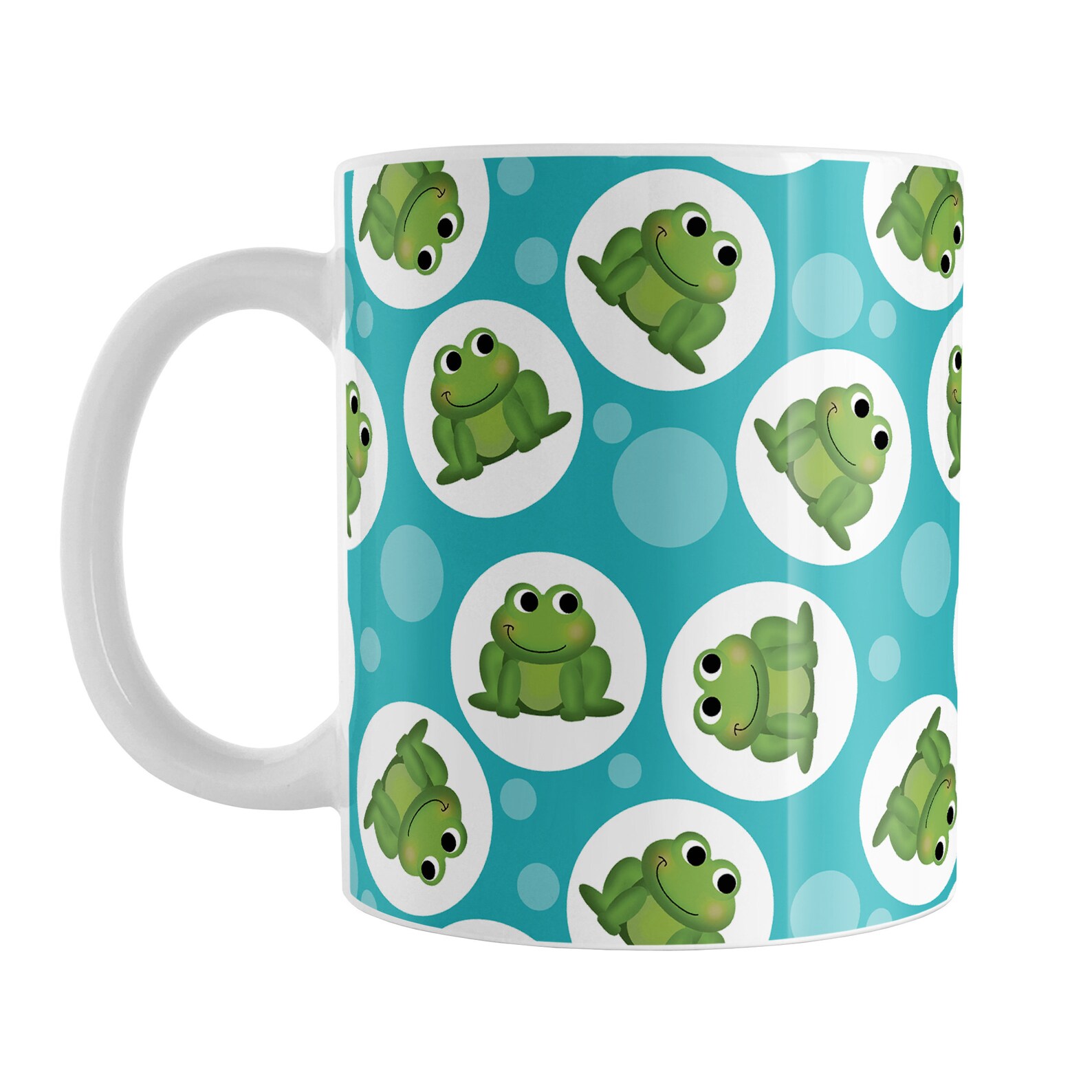 Cute Frog Mug, Turquoise Green Pattern, Frog Gift, 11oz or 15oz Ceramic ...