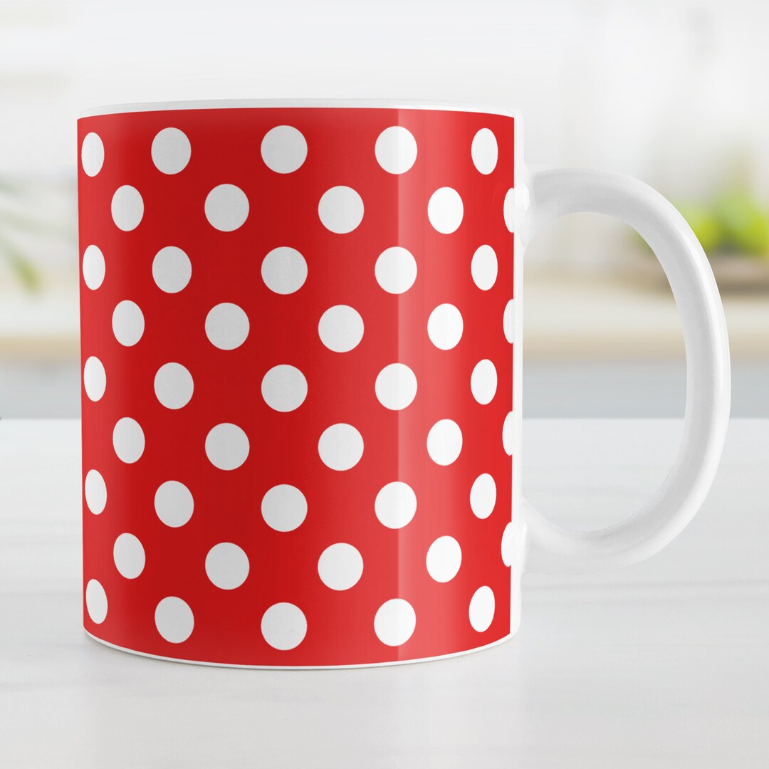 Polka Dot Mug, Red - 11oz or 15oz Ceramic Coffee Mug or Mug Set ...