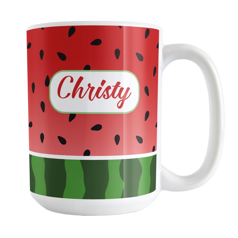 Personalized Watermelon Mug Red Green Watermelon Design | Etsy