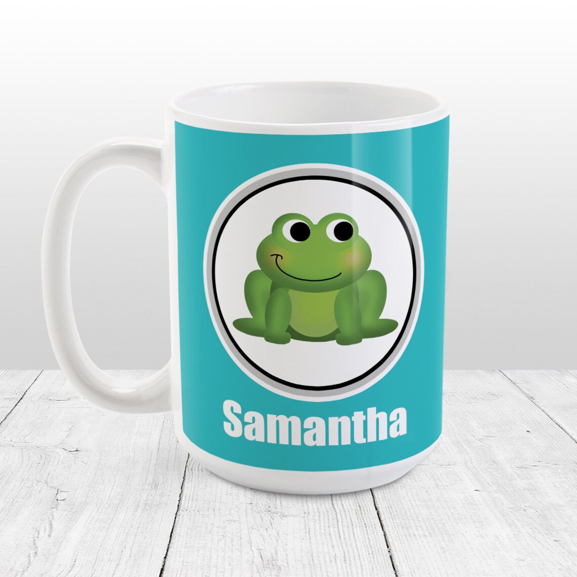 Personalized Turquoise Frog Mug Cute Green Frog Over - Etsy