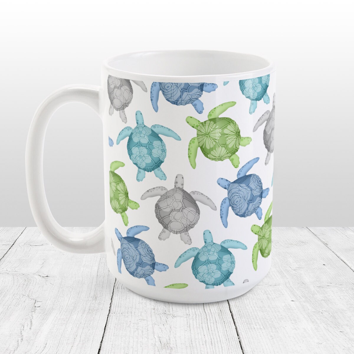 Sea Turtles Mug Cool Green Blue Turquoise Gray Sea Turtle | Etsy