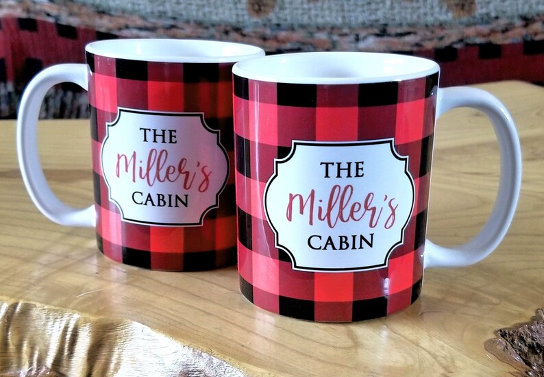 Personalized Buffalo Plaid Mug Rustic Red and Black Pattern - Etsy
