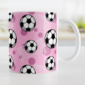 Pink Soccer Mug Sports Pattern Soccer Gift for Her 11oz or - Etsy