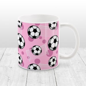 Pink Soccer Mug Sports Pattern Soccer Gift for Her 11oz or - Etsy