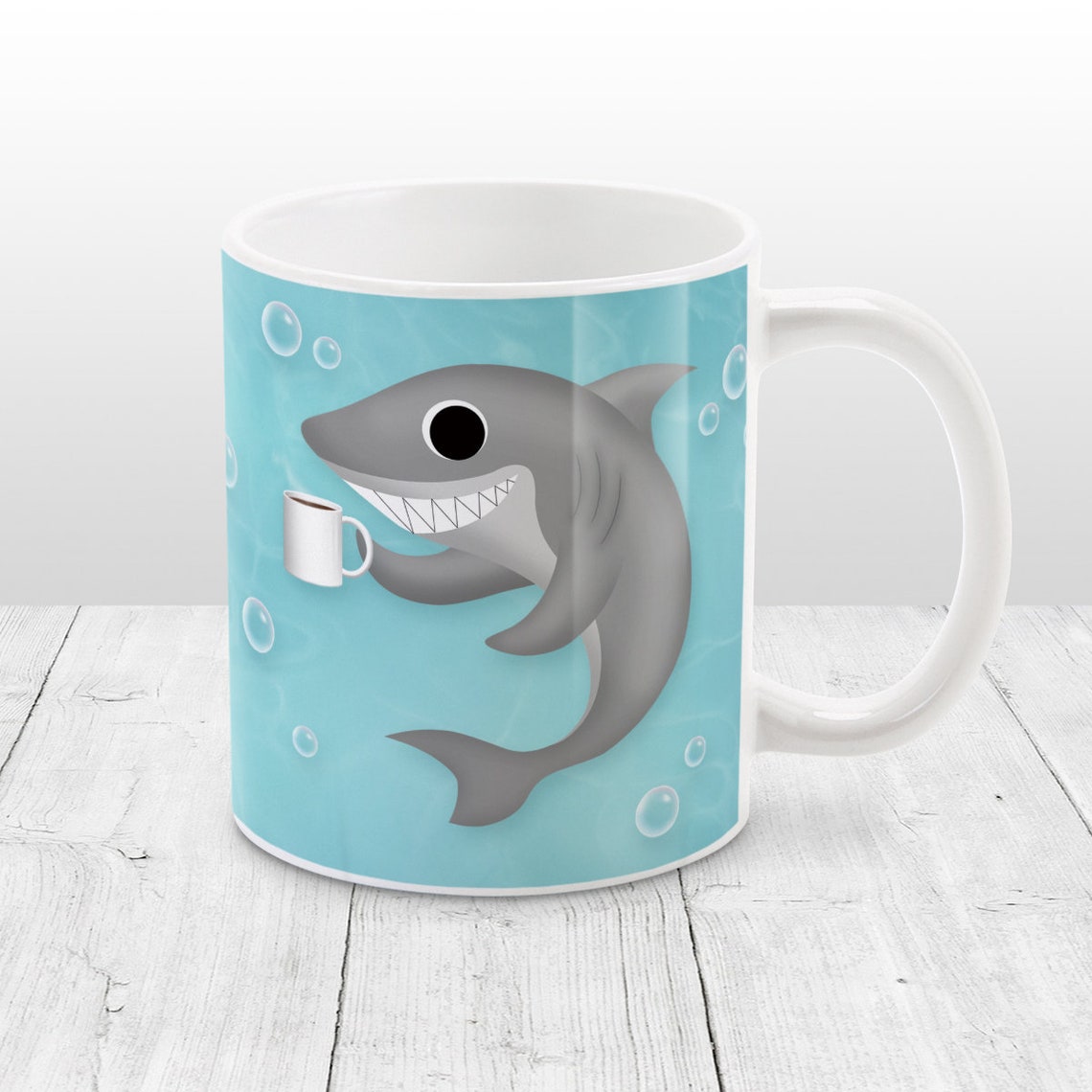 Cute Shark Mug Coffee Shark Underwater Bubbles Under the Sea | Etsy