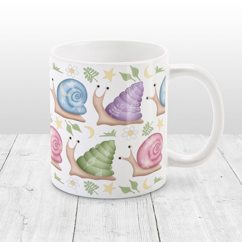 Cute Snails Mug Colorful Pattern for Spring and Summer 11oz - Etsy