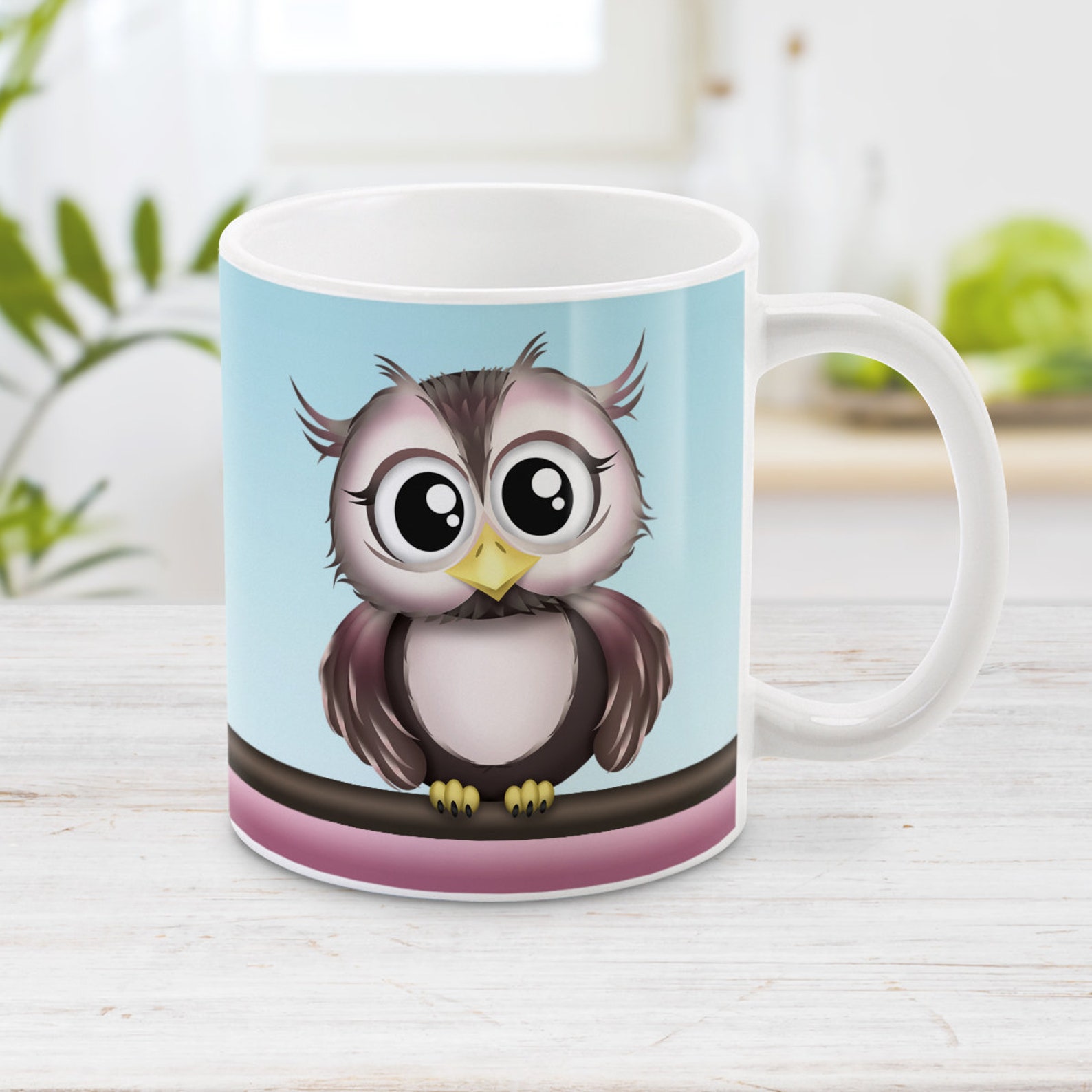 Adorable Owl Mug Pink Brown Cute Owl With Blue Owl Gift - Etsy