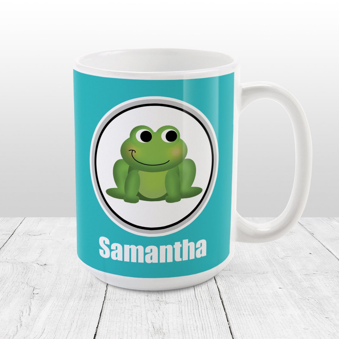 Personalized Turquoise Frog Mug Cute Green Frog Over - Etsy