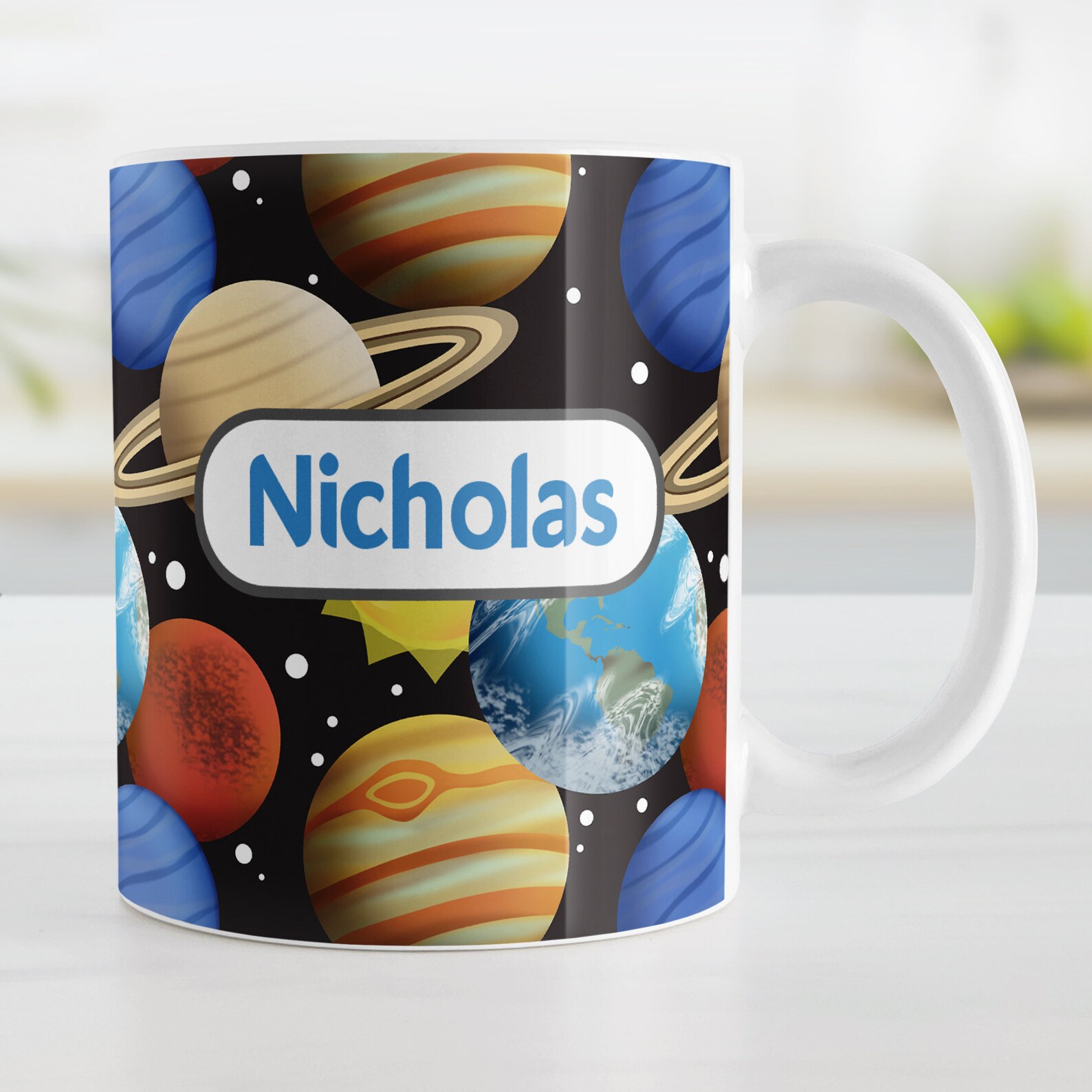Personalized Space Planets Mug Pattern With Planets Sun and - Etsy