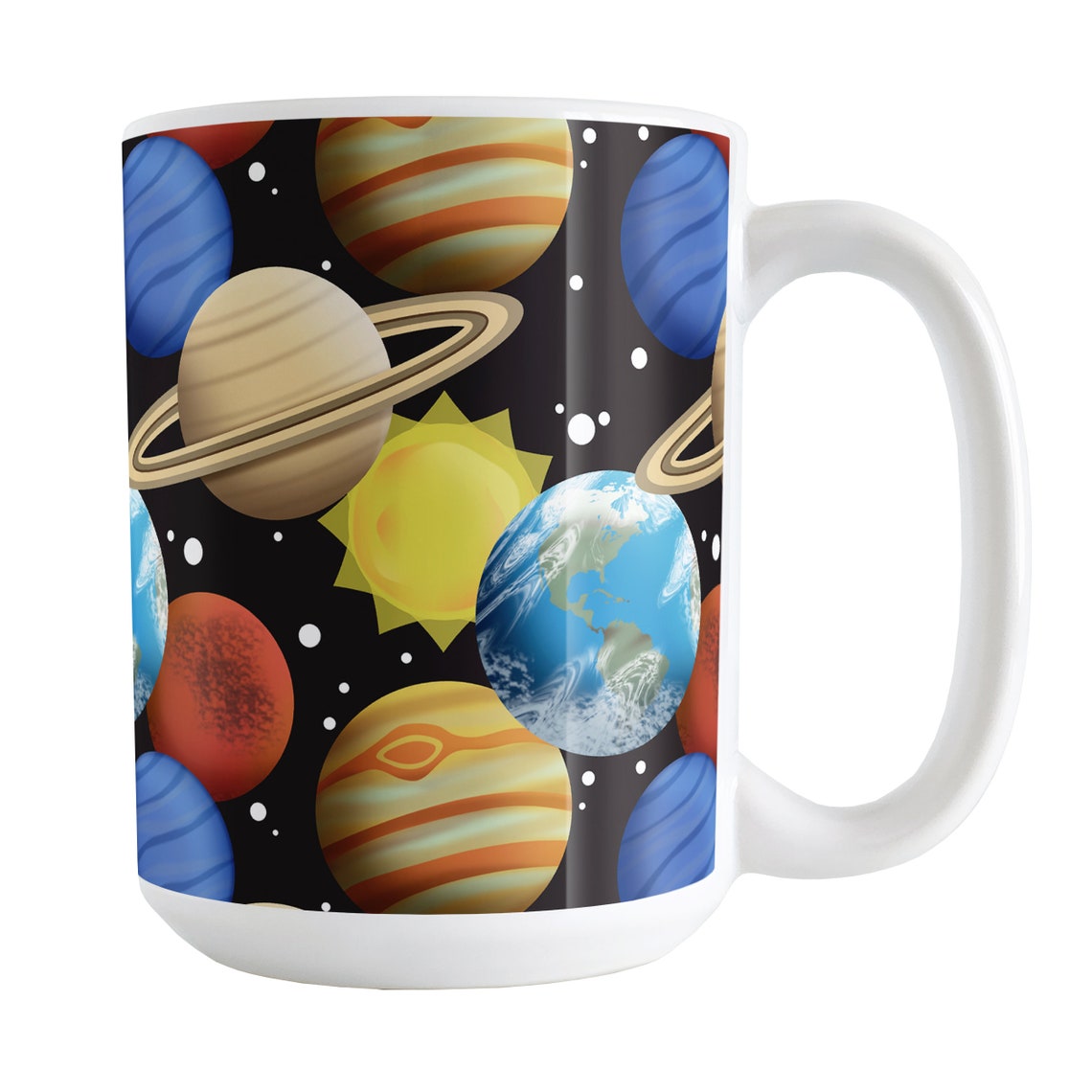 Space Planets Mug Pattern With Planets Sun and Stars Over - Etsy