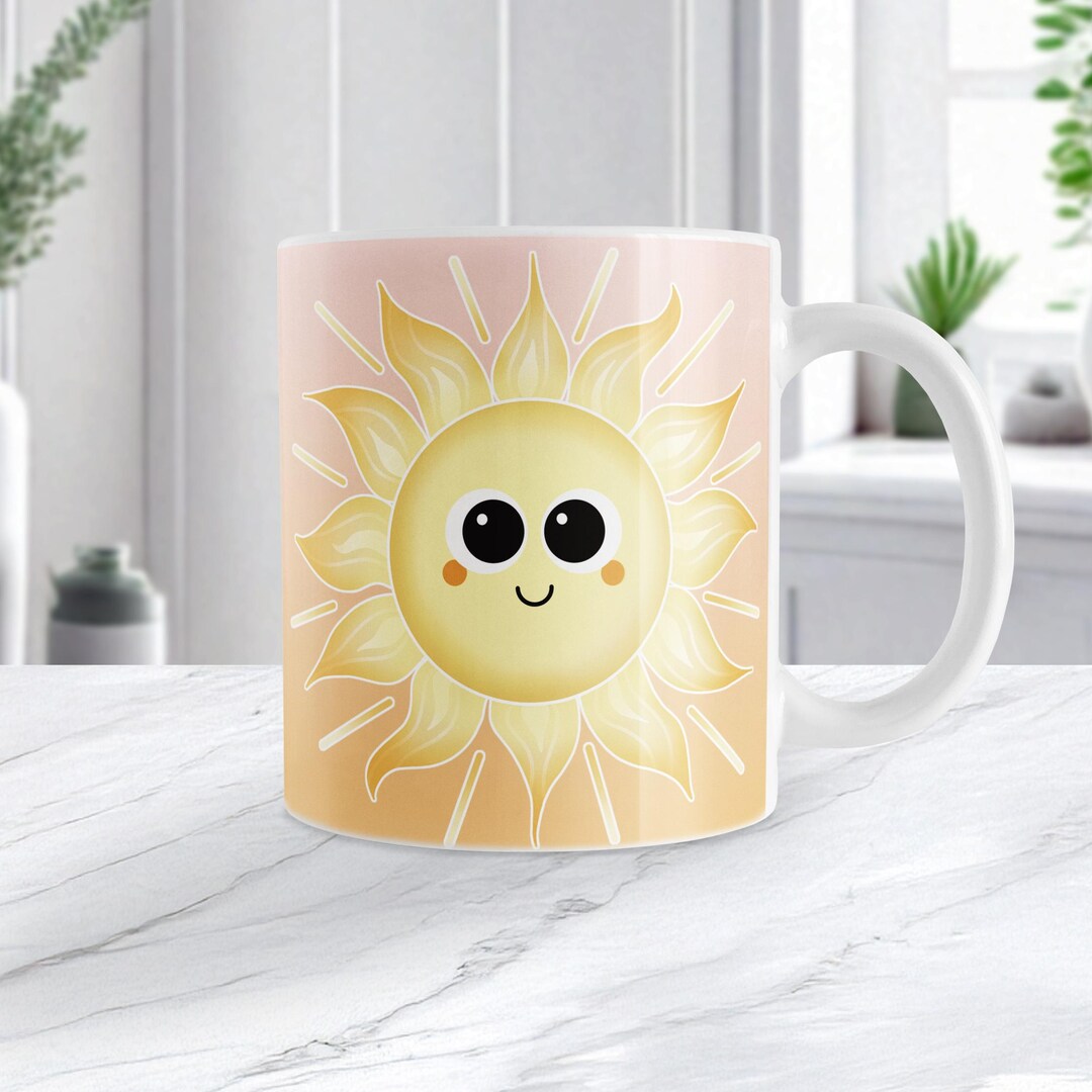Happy Sun Coffee Mug: Peach Sunrise Gradient, Cheerful Gift - Etsy