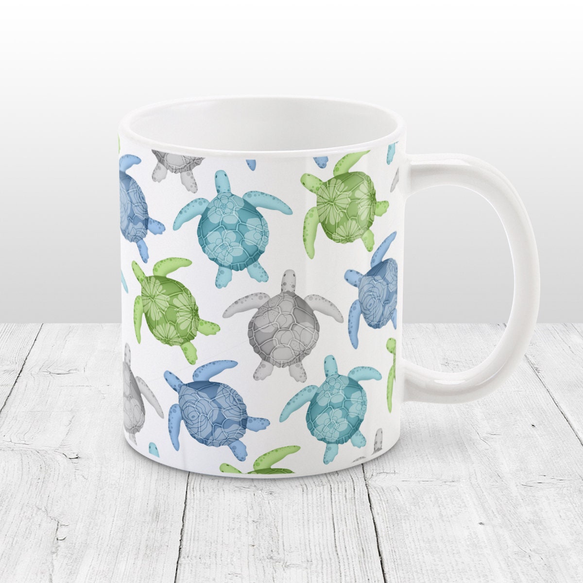 Sea Turtles Mug Cool Green Blue Turquoise Gray Sea Turtle | Etsy
