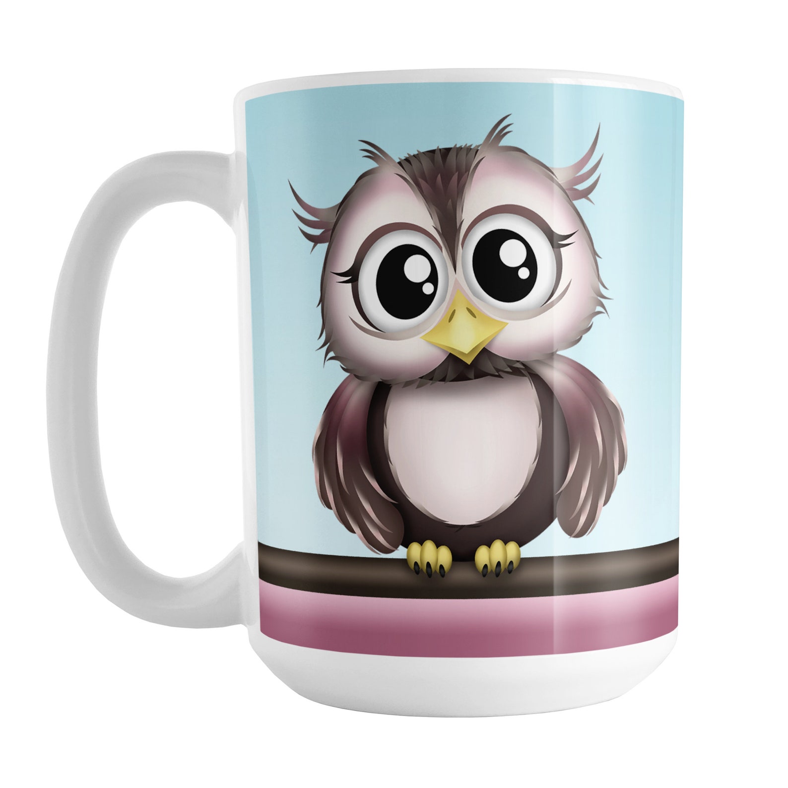 Adorable Owl Mug Pink Brown Cute Owl With Blue Owl Gift - Etsy