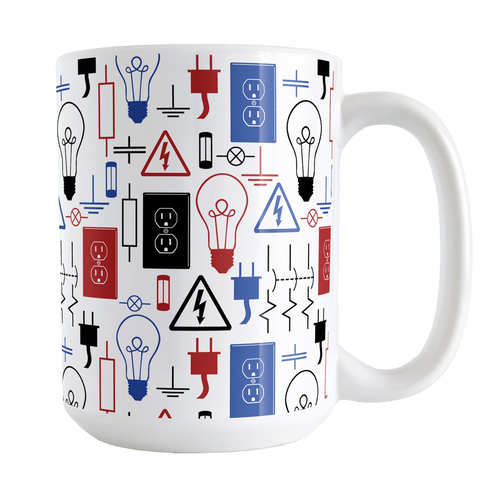 Electrical Pattern Mug Red Blue Black Electricity Theme - Etsy