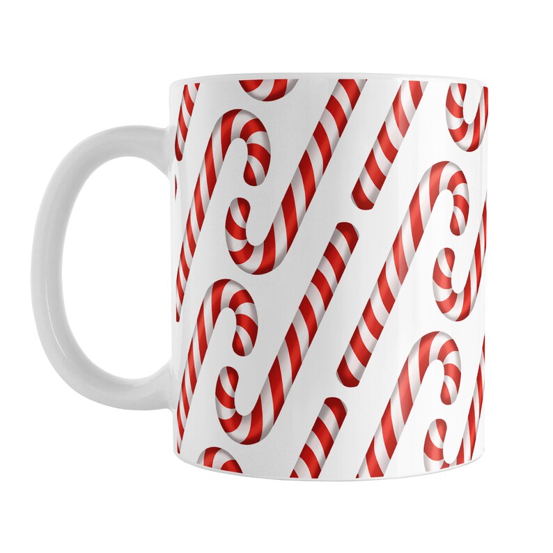 Candy Cane Pattern Mug, Holiday Peppermint-design Coffee Bar Gift ...