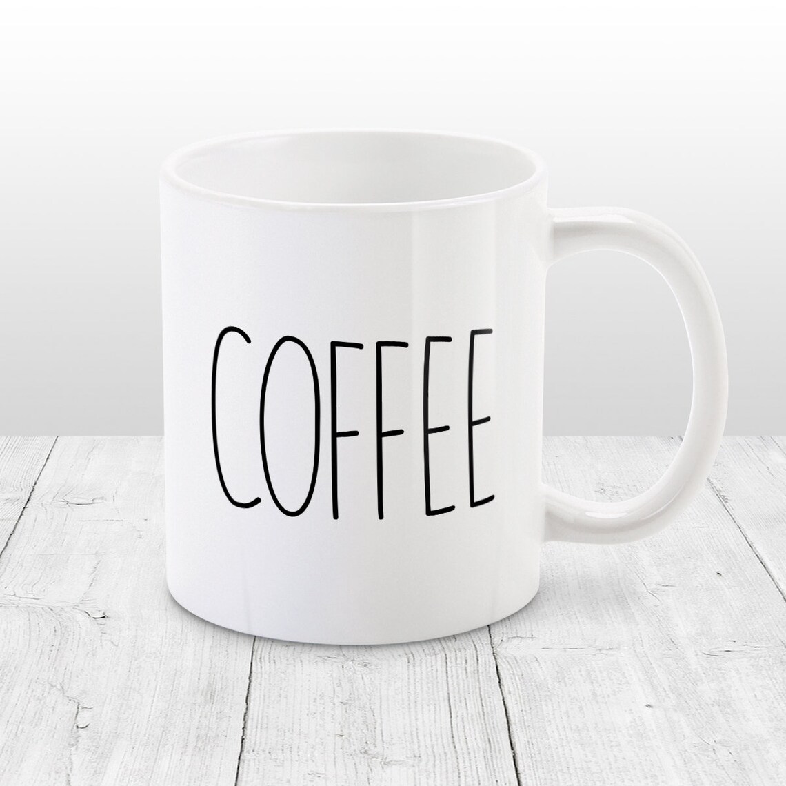 Coffee Coffee Mug Minimalist Word Design 11oz or 15oz | Etsy