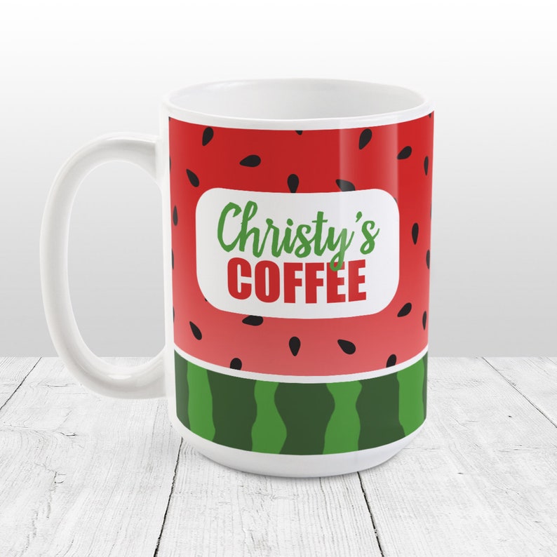 Personalized Watermelon Mug red green watermelon design | Etsy