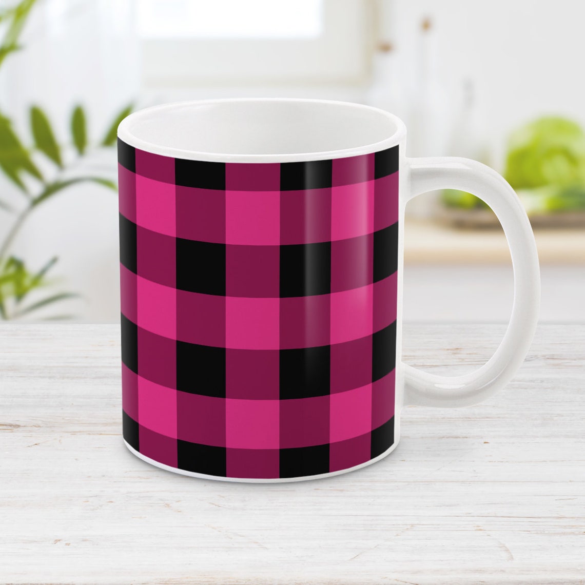 Pink Buffalo Plaid Mug Rustic Pink and Black Pattern 11oz - Etsy