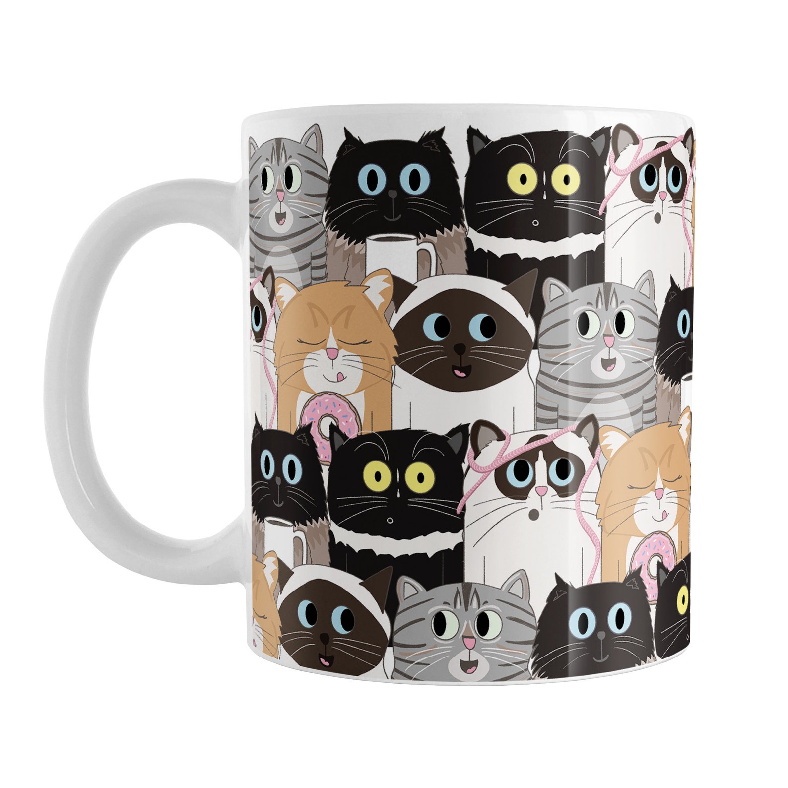 Cute Cat Stack Mug Pattern Cat Breeds 11oz or 15oz Ceramic - Etsy