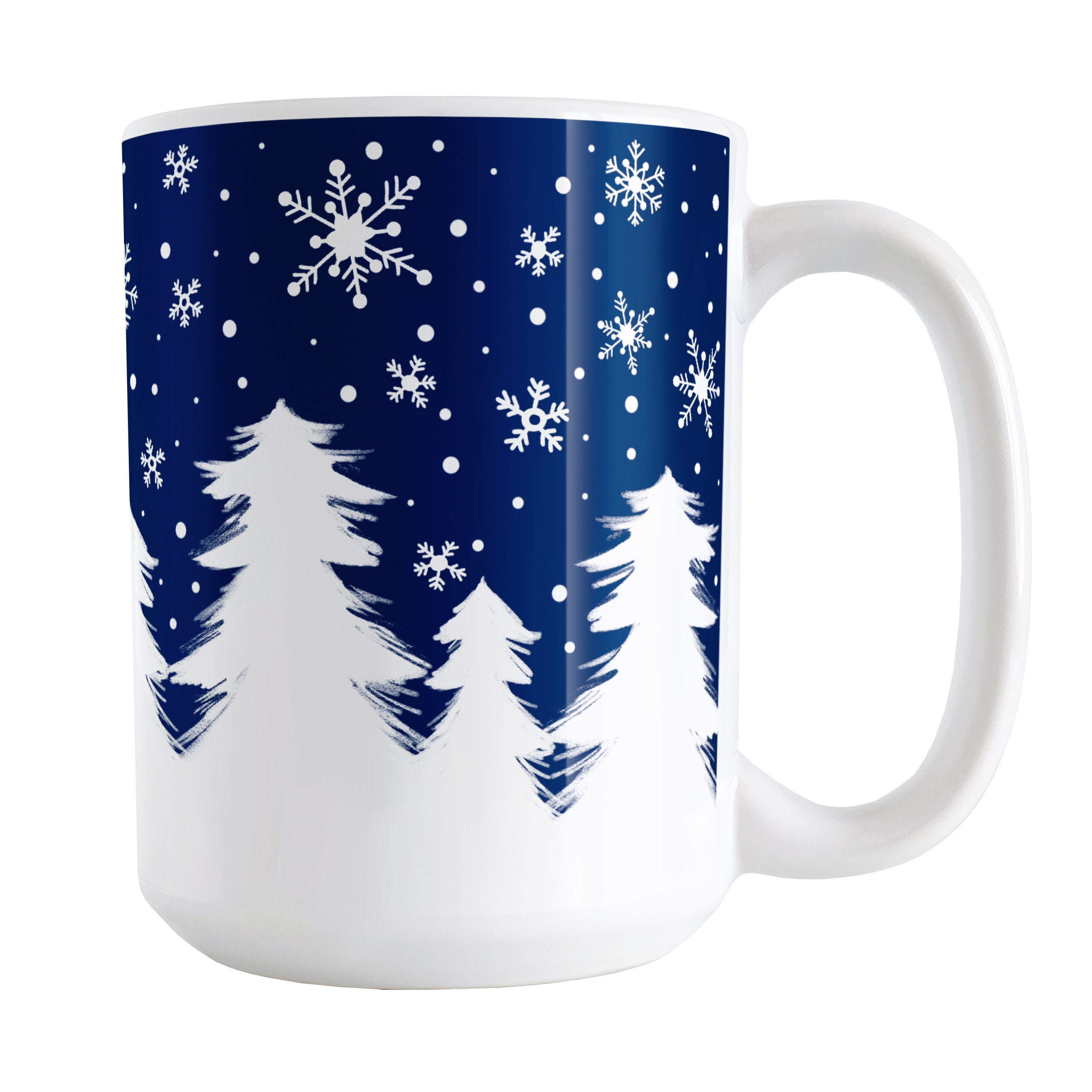 Winter Night Snow Mug Snowing Sky With Winter Trees 11oz or - Etsy