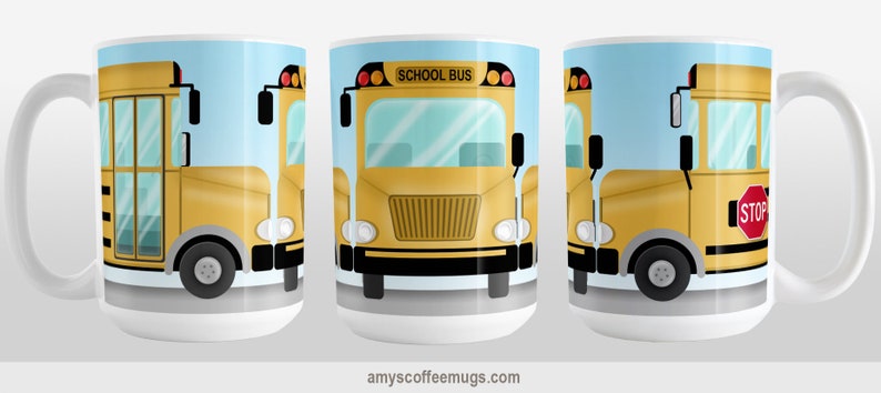 Yellow School Bus Mug Wraparound Back to School Teacher - Etsy