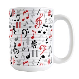 Red Music Notes Mug, Musical Gift for Musicians Music Teachers and ...