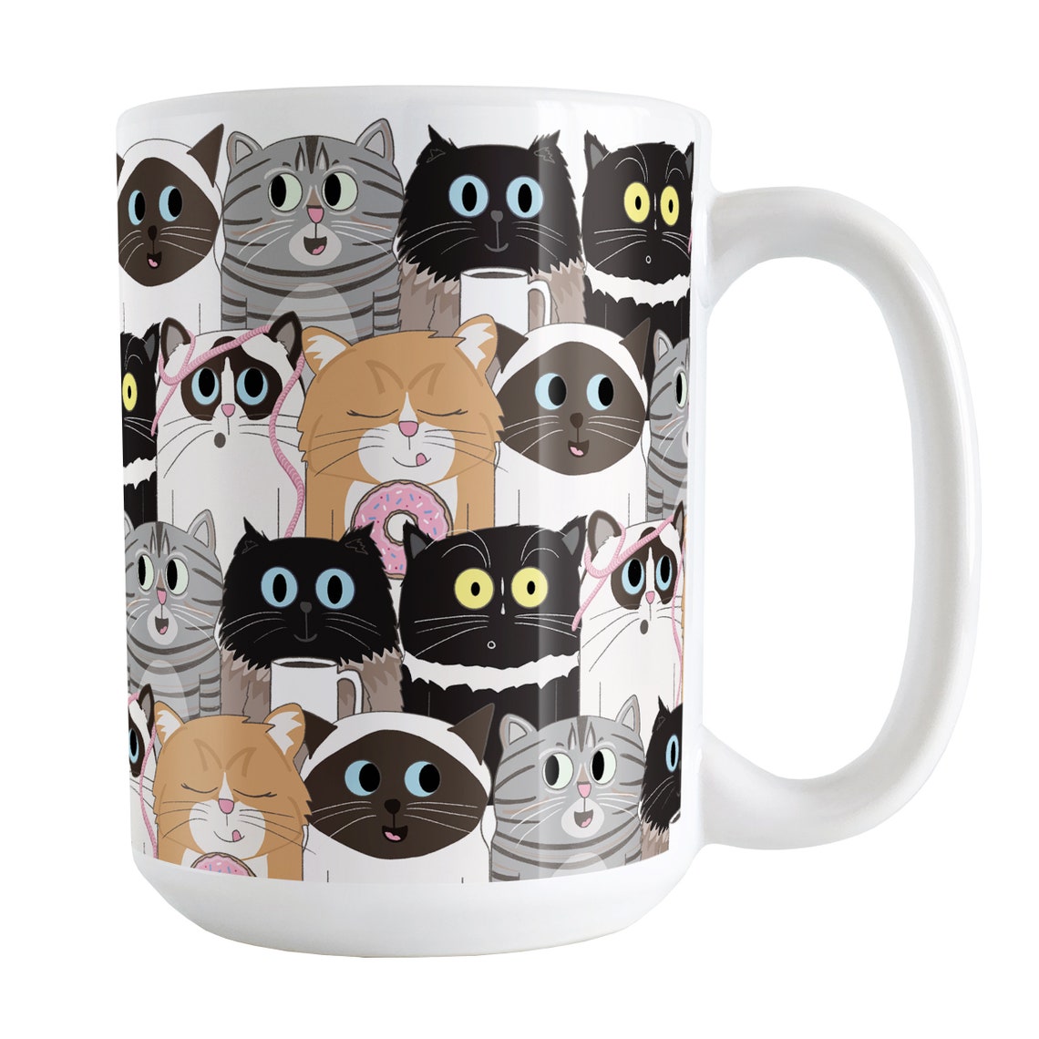 Cute Cat Stack Mug Pattern Cat Breeds 11oz or 15oz Ceramic - Etsy